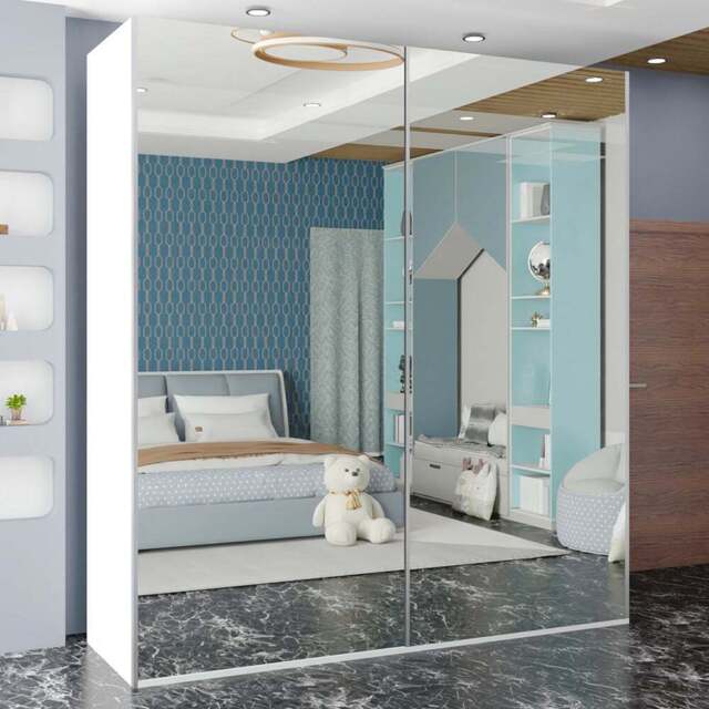 Sliding Wardrobes 4U Etna 2 Door White Wide Full Mirrored Wardrobe ...