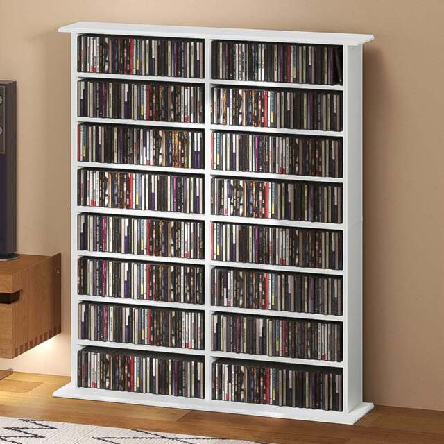 HOMCOM 16 Shelf White DVD and CD Media Storage Unit by Wilko | ufurnish.com