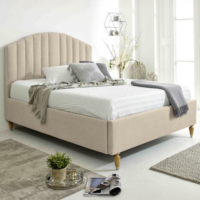 Eleganza Henrik Double Pearl Arlington Fabric Bed Frame with Curved ...