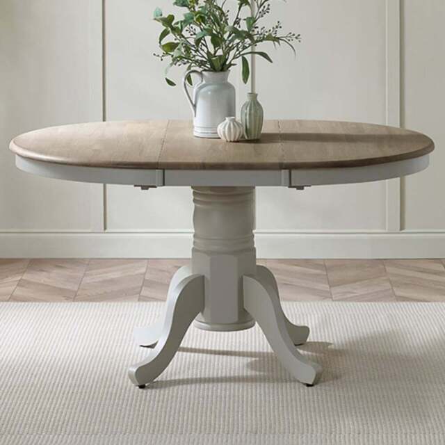 Furniturebox Fowey 6 Seater Wooden Extendable Dining Table Light Grey ...