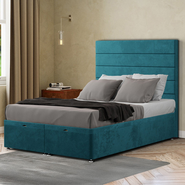 Eleganza George Small Double Emerald Plush Ottoman Bed with Floor ...