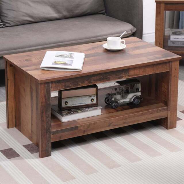 FurnitureHMD Single Shelf Industrial Style Wooden Coffee Table by Wilko ...