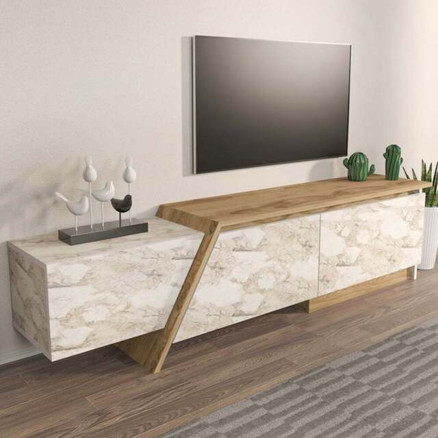 Decorotika Zonas 3 Door Oud and White Marble Effect TV Unit by wilko ...