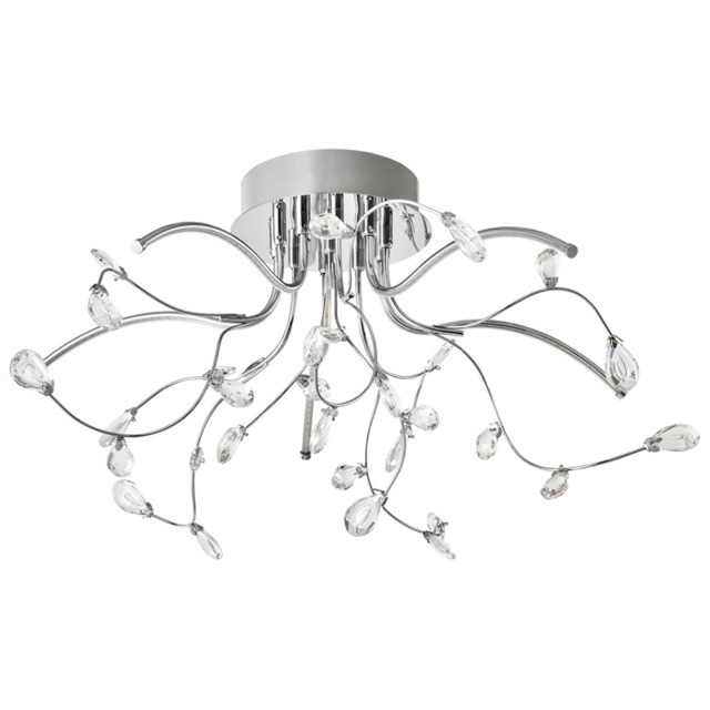 Happy Homewares Chrome Plated LED Ceiling Light with Clear K9 Crystal ...
