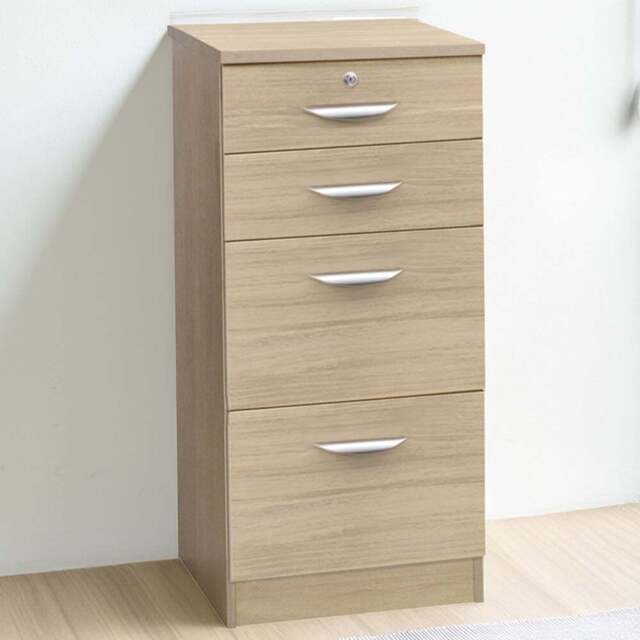 R White Cabinets 4 Drawer Brown Filing Cabinet by Wilko | ufurnish.com