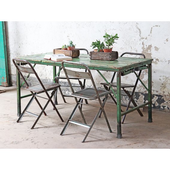 Vintage Folding Table - Green Medium by Scaramanga Vintage | ufurnish.com