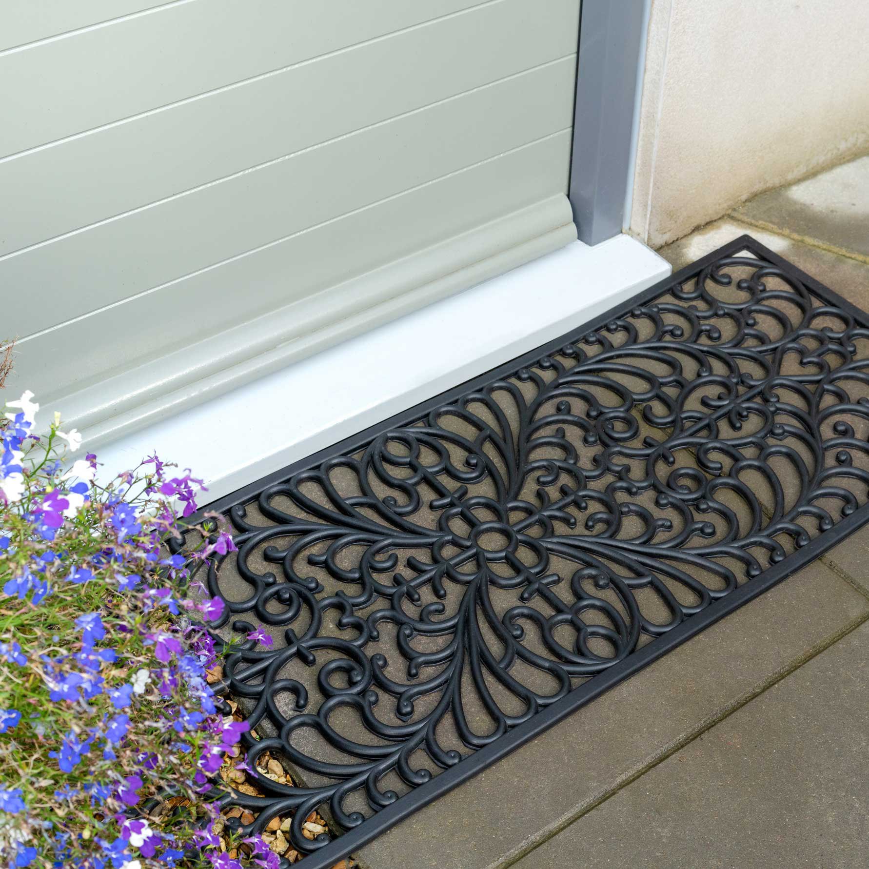 Long Ornate Floral Rubber Doormat by Kukoon | ufurnish.com
