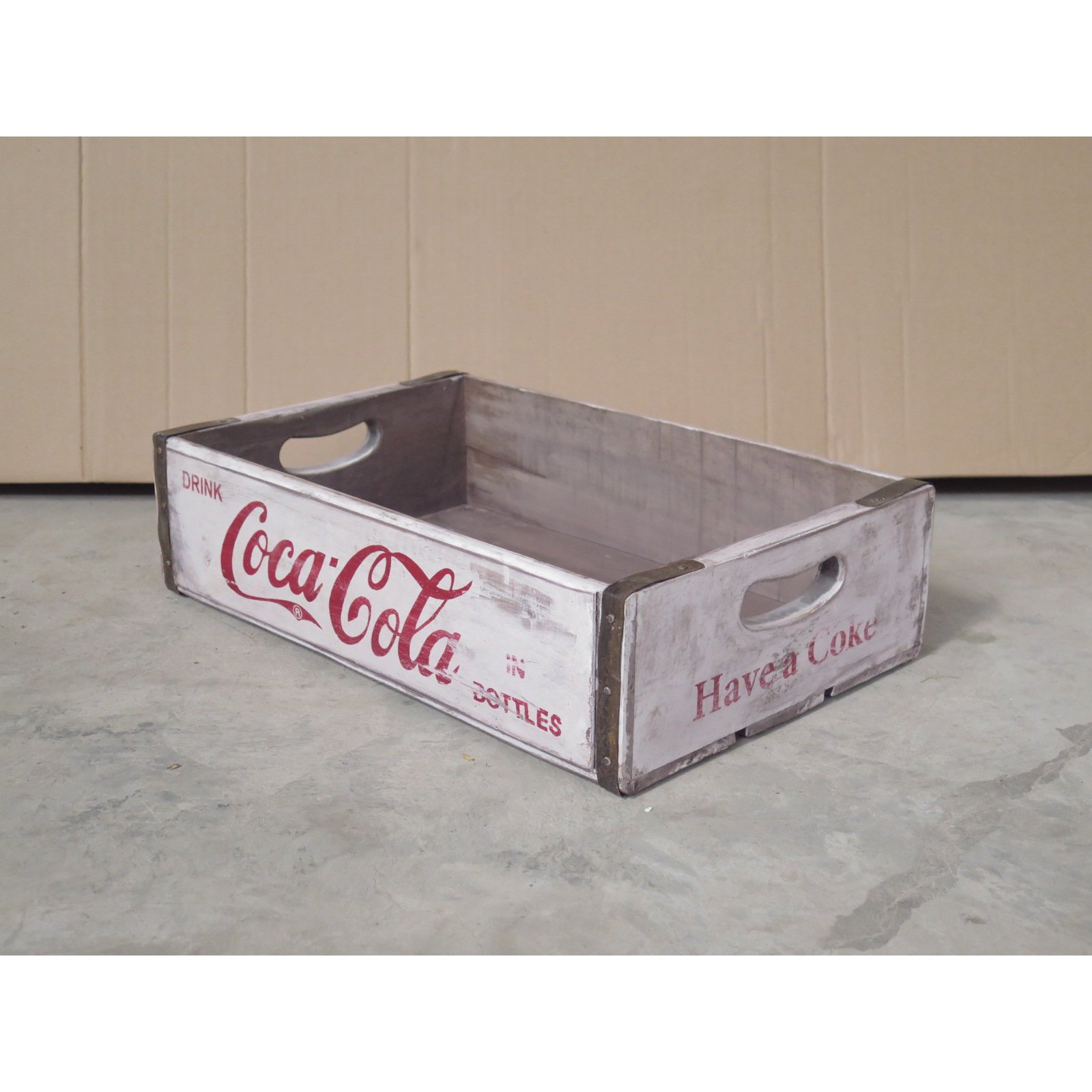 Rustic Rectangular Tray / Box - White Coca Cola Box by SARRU | ufurnish.com