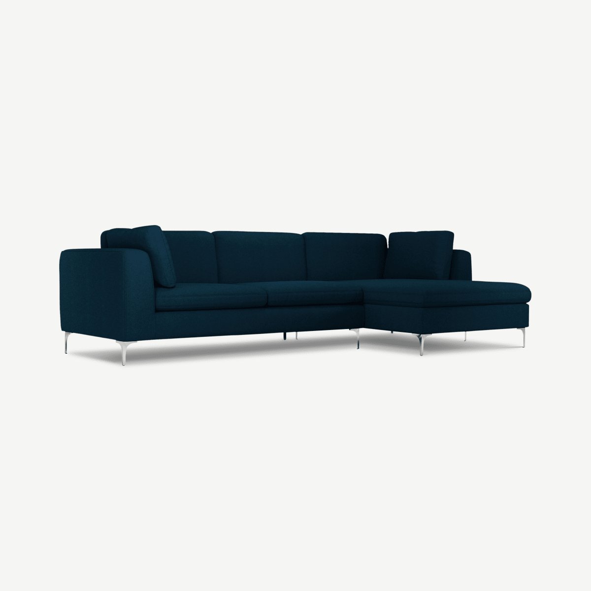 Monterosso Right Hand Facing Chaise End Sofa Elite Teal Fabric with Chrome Legs by Made ufurnish