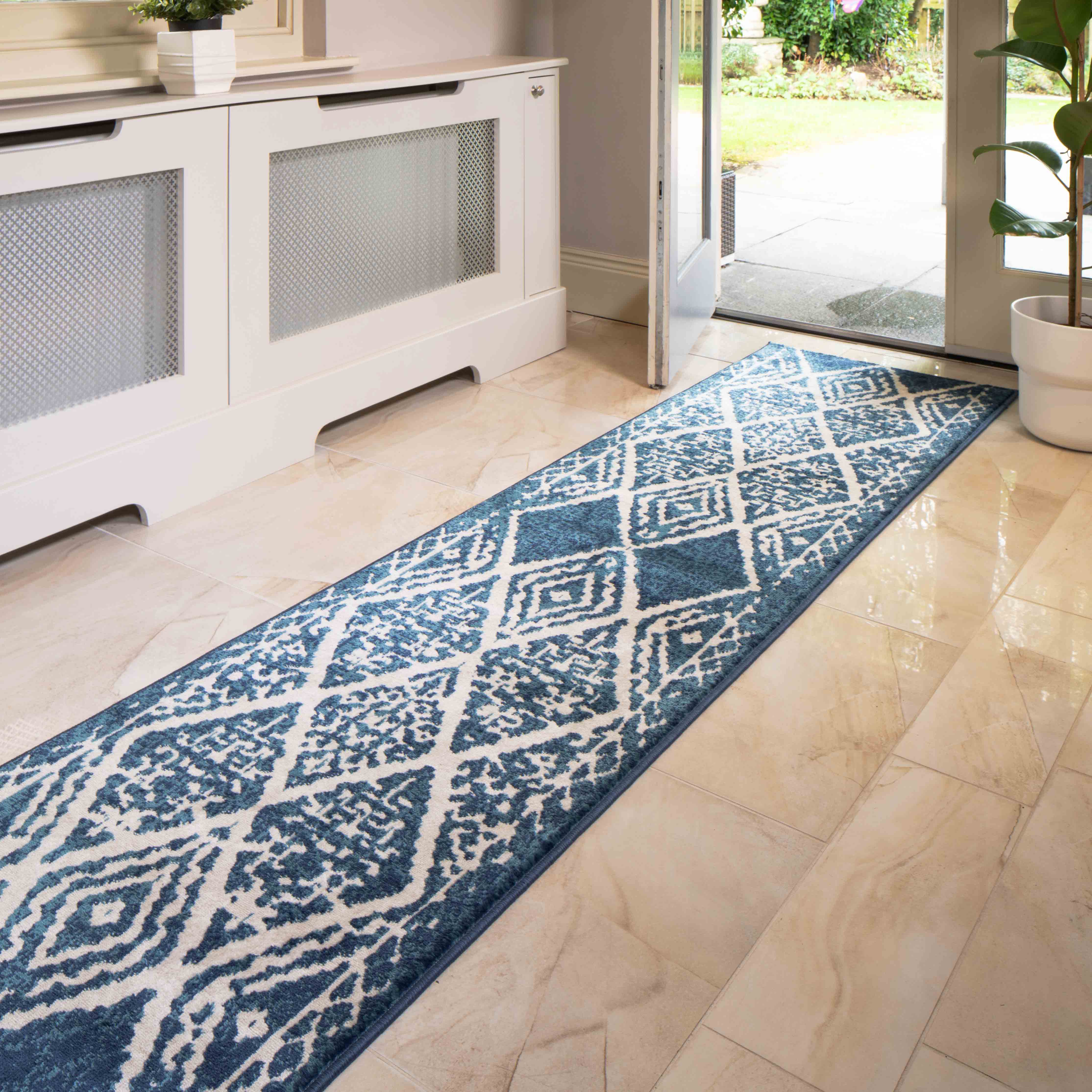 Navy Blue Traditional Moroccan Hall Runner Rug - Mexicana by Kukoon ...