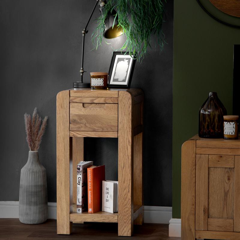 Oslo Chunky Oak Telephone Table by Chiltern Oak Furniture | ufurnish.com