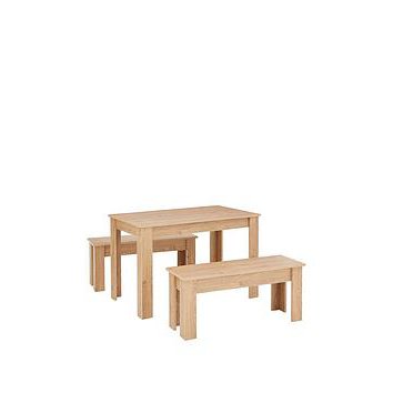 Cornwall 120 Cm Dining Table And 2 Benches - Oak Effect by Very ...