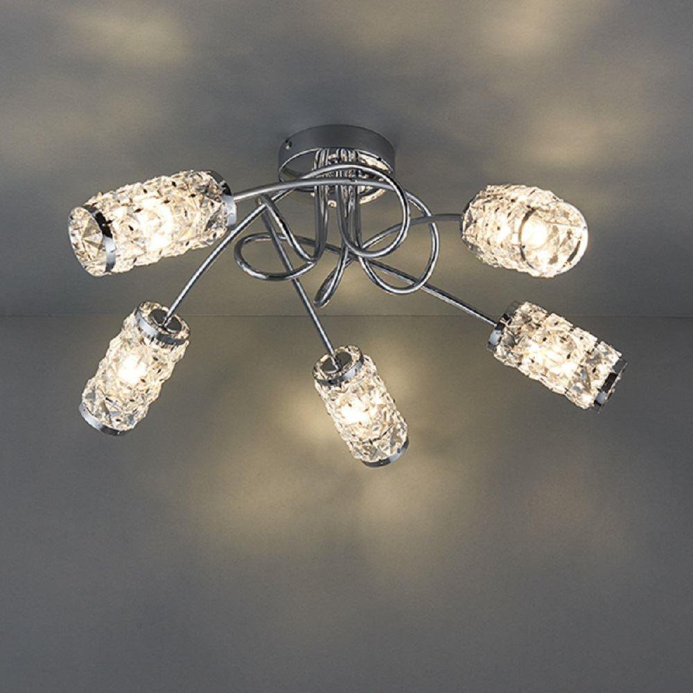Endon 73601 Colby Five Light Semi Flush Ceiling Light In Chrome Plate ...