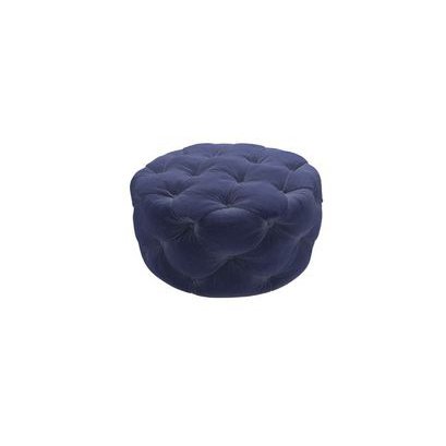 Georgette Round Footstool in Prussian Blue Cotton Matt Velvet - sofa ...