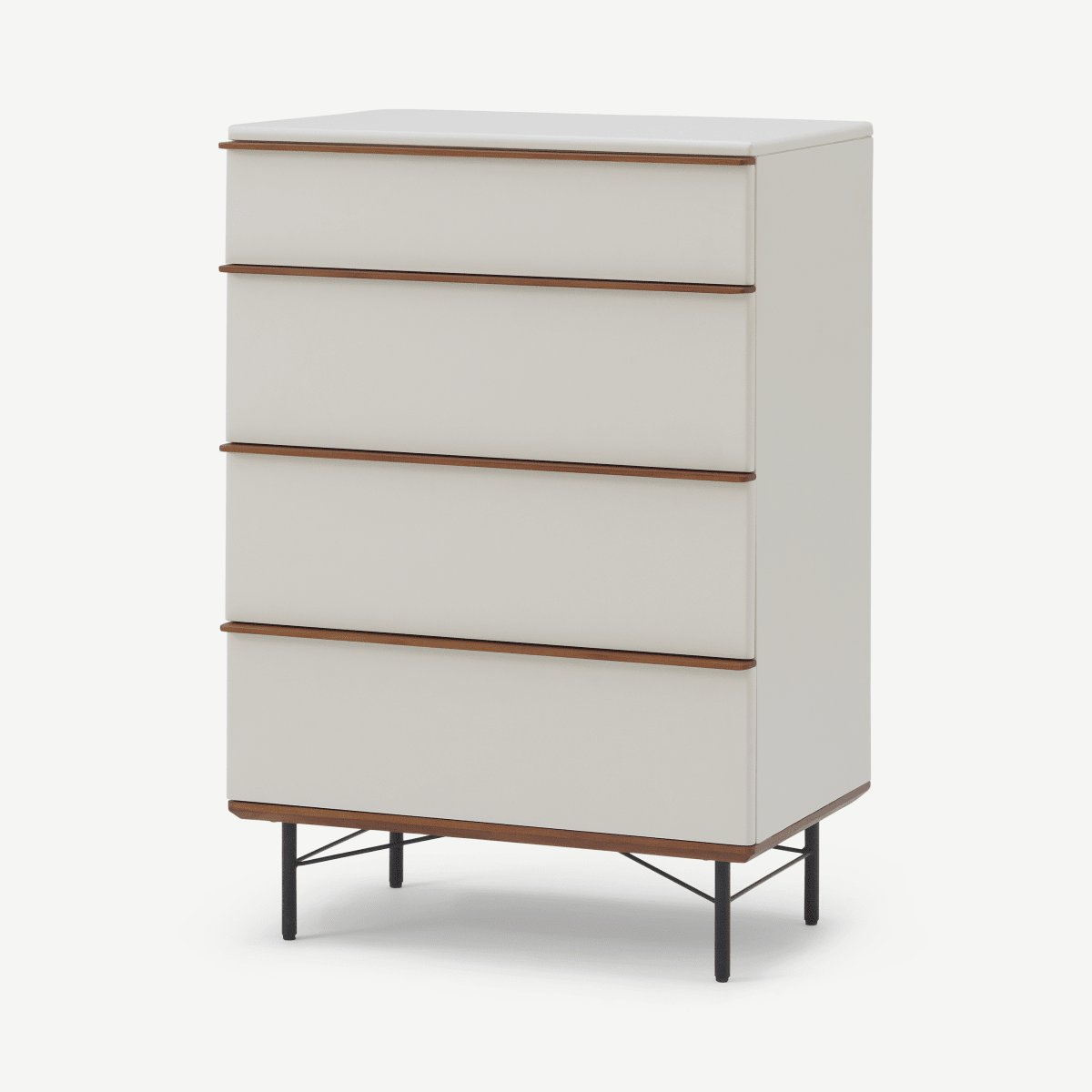 Vincent Tall Chest of Drawers, Warm Ecru & Walnut Stain by Made.com ...