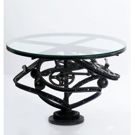 Reclaimed Bicycle Parts Glass Topped Coffee Table by Choice Furniture ...