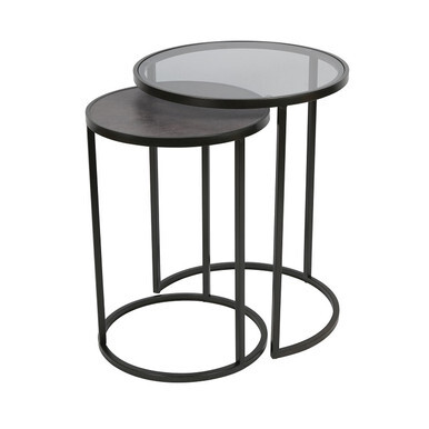 Libra Turner Set of 2 Nesting Side Tables – Clear Glass & Slate‐Effect ...