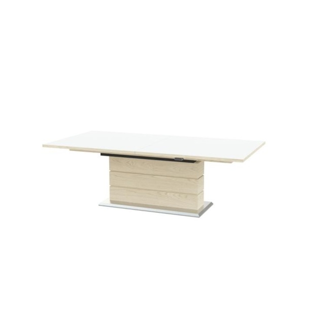 Skovby 30 Height Adjustable Dining Table solid white oiled oak + white ...