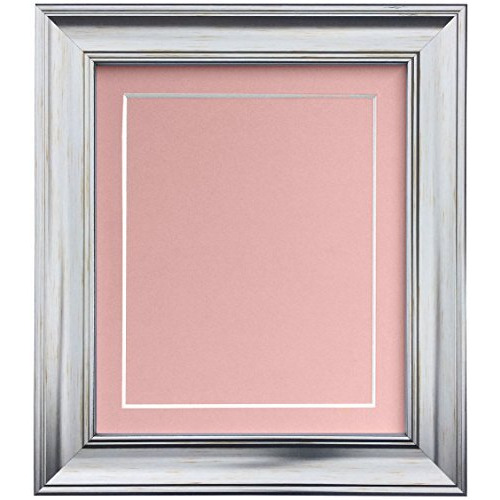 Scandi Vintage Silver Photo Frame with Pink Mount and backing board A1 ...
