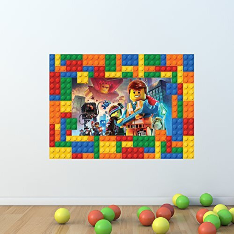 Emmet Lego Movie Bricks Frame Full Multi Colour Wall Art Sticker Decal ...
