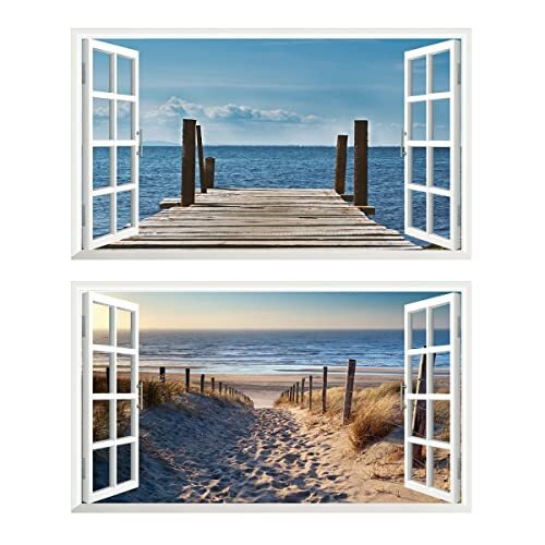 Chicbanners Paradise Sunset Tropical Beach 3D V199 Magic Window Wall ...