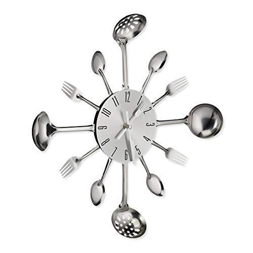 Relaxdays Wall, kitchen spoon, fork and ladle, diameter 40 cm, battery ...