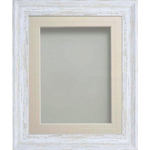 Frame Company Lynton Rustic White Photo Frame with Ivory V-Groove Mount ...