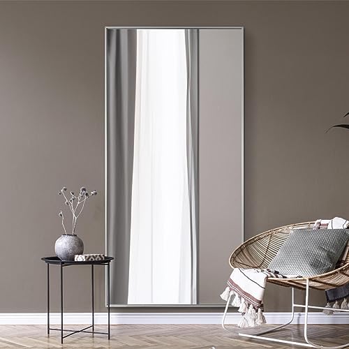 Full-Length Silver Aluminium Metal Leaner Wall Mirror: 200 x 100cm ...