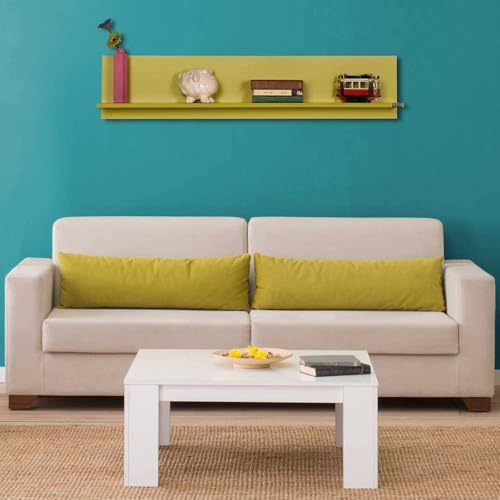 Stylish Green Wall Shelf, 120 cm x 25 cm x 20 cm, 100% Melamine Coated ...