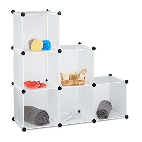 Relaxdays Storage Shelf Step Rack with 6 Compartments, Stacking Shelves ...