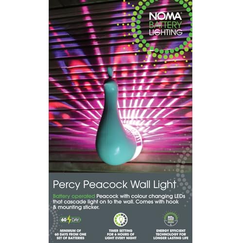 NOMA Percy Peacock Wall Light, 20 cm, Battery Operated (Pack of 1) by ...