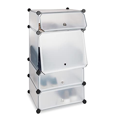 Relaxdays Plastic Shoe Cabinet, 4 Compartment Shoe Rack, Modular Shelf ...