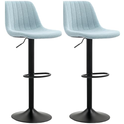 HOMCOM Modern Bar Stools Set of 2, Height Adjustable Swivel Bar Chairs ...