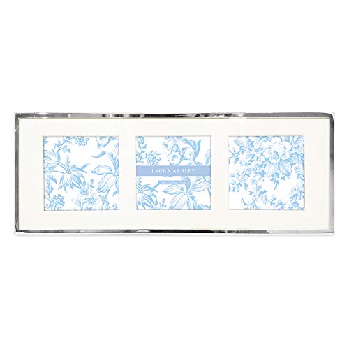 Laura Ashley 3x3 Collage 3-Photo Picture Frame (Horizontal) with Silver ...