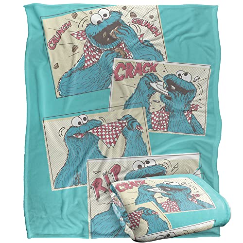 Sesame Street Cookie Monster Comic Officially Licensed Silky Touch Super Soft Throw Blanket 152 ...