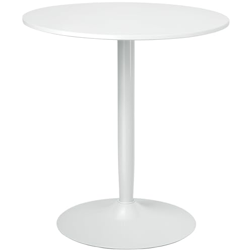 HOMCOM Round Dining Table, Modern Kitchen Table with Steel Base, Non ...