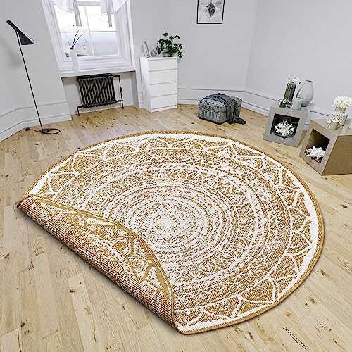 NORTHRUGS Siruma Indoor and Outdoor Reversible Rug - Round, Flat Weave ...
