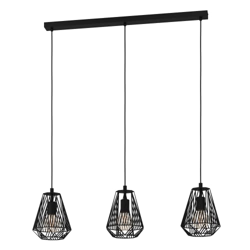 EGLO Pendant lighting Stype, 3 bulb ceiling light fitting made of black ...