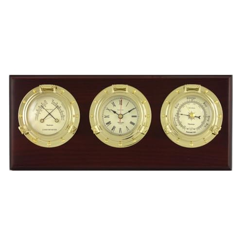 Nauticalia Anchor Porthole Clock/Barometer/Thermometer/Hygrometer Set ...