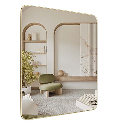 SNUGACE Gold Vanity Mirror for Bathroom, Rectangle Frame Bathroom Wall ...