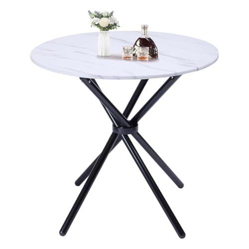 HOMYLIN 80CM Round Dining Table for 2-4 People, MDF Wooden Kitchen ...