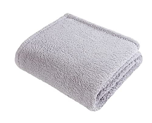 Sleepdown Grey Teddy Throw Over Sofa Super Soft Warm Cosy Bed Blanket ...