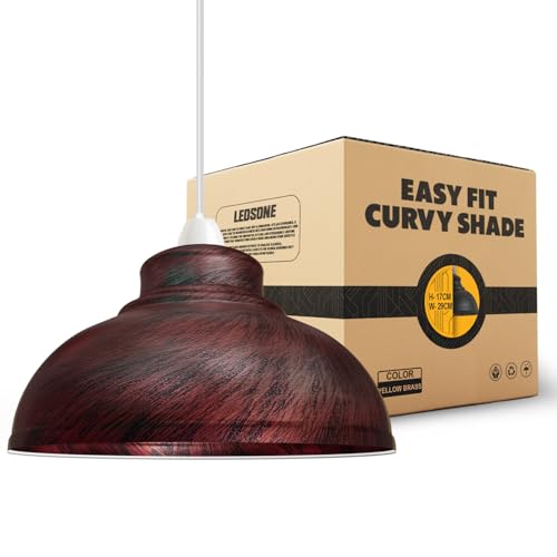 LEDSone Industrial Metal Rustic Red Ceiling Pendant Light Shades, 29cm ...