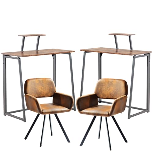 FurnitureR Kids Teens Study Desk Chairs Set Twin Pack Foldable Study ...