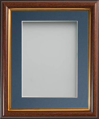 Frame Company Eldridge Mahogany Photo Frame with Blue Mount, A4 for 9x6 ...