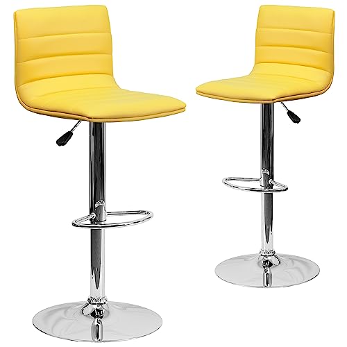 Flash Furniture Vincent 2 Pack Modern Yellow Vinyl Adjustable Bar Stool ...