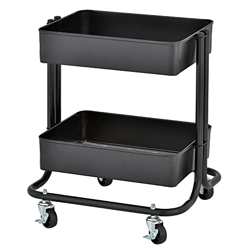 ECR4Kids 2-Tier Metal Rolling Utility Cart - Under Desk Office Storage ...