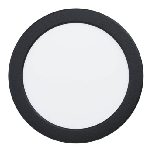 EGLO Recessed LED Ceiling spot Fueva 6, Round Bathroom Downlight, Black ...