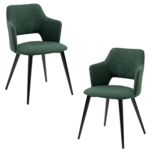 MEUBLE COSY Dining Chairs Set of 2 with Arms Fabric Upholstered Seat ...