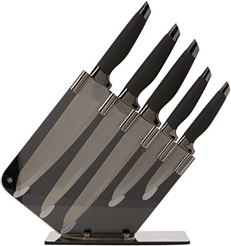 Tower T81532MB Kitchen Knife Set with Acrylic Knife Block, Damascus ...